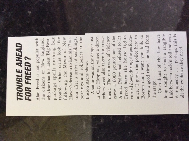 B1Q EPHEMERA MUSIC reprint article 1958 alan freed big beat package EUR ...