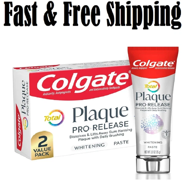 COLGATE TOTAL PLAQUE Pro Release Whitening Toothpaste - 3 oz - 2pk $18. ...