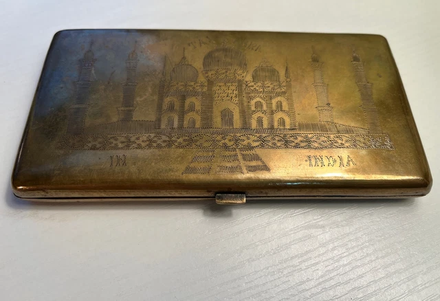 VINTAGE BRASS TAJ Mahal & India Map Engraved Cigarette Box/Case £33.98 ...