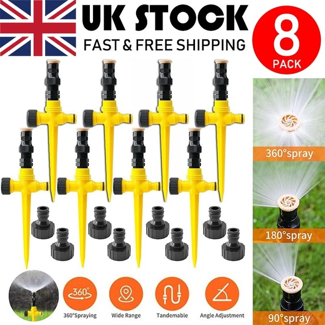 8X 360° ROTATION Auto Irrigation System Garden Lawn Sprinkler Patio ...