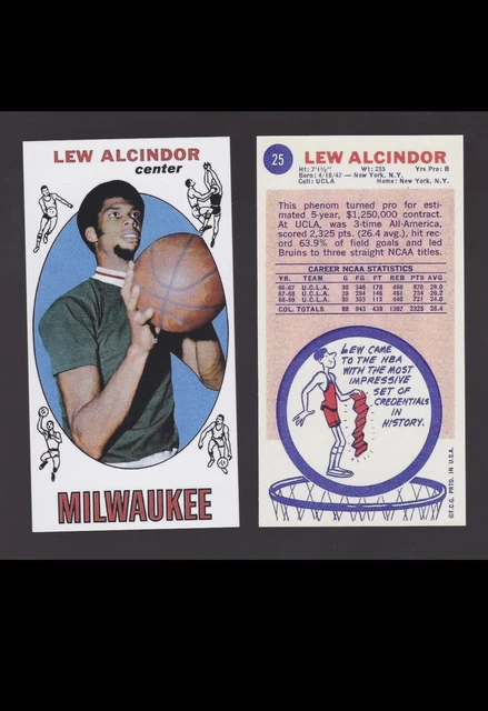 1969-70 #25 LEW Alcindor Kareem Abdul-Jabbar carte recrue rp ! EUR 16 ...