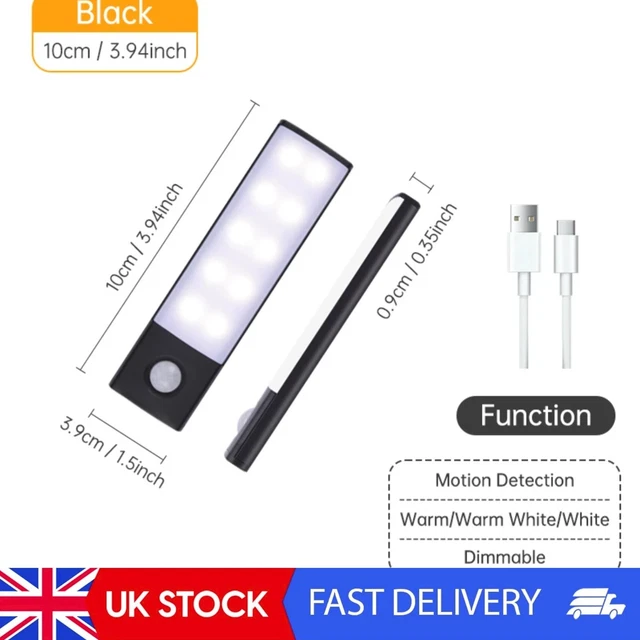 MOTION SENSOR WIRELESS LED Night Light for Kit - Black 10CM / 3color in ...