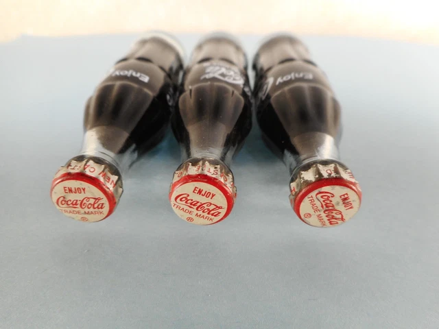 VINTAGE MINIATURE COCA Cola Bottles - Five - 3" high - Clear glass with ...