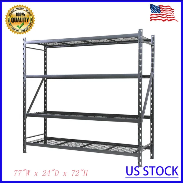 4-TIER METAL RACK Garage Storage Shelf Heavy Duty Organizer Shelving ...