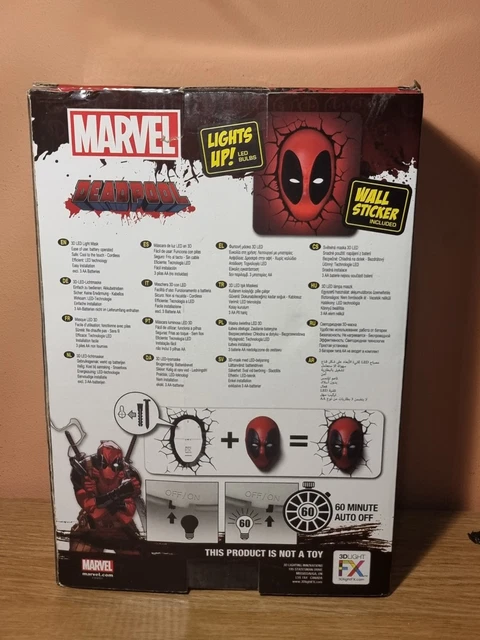 MARVEL 3D FX Deco LED Night Light Deadpool Mask Design Wall Mounted £36 ...