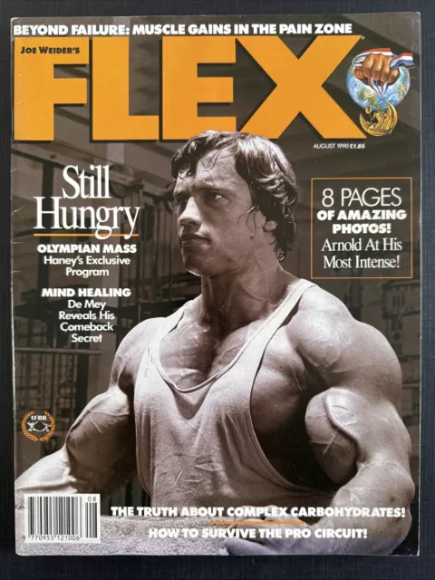 FLEX BODYBUILDING MAGAZINE August 1990 Arnold Schwarzenegger Arnie £6. ...