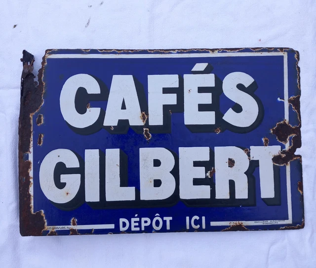 PLAQUE EMAILLEE CAFE GILBERT EUR 80,00 - PicClick DE