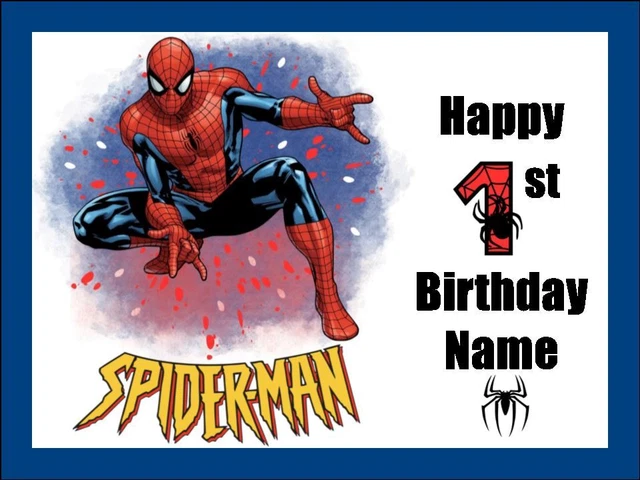 SPIDERMAN EDIBLE ICING Cake Topper - Custom Age Birthday Decoration ...