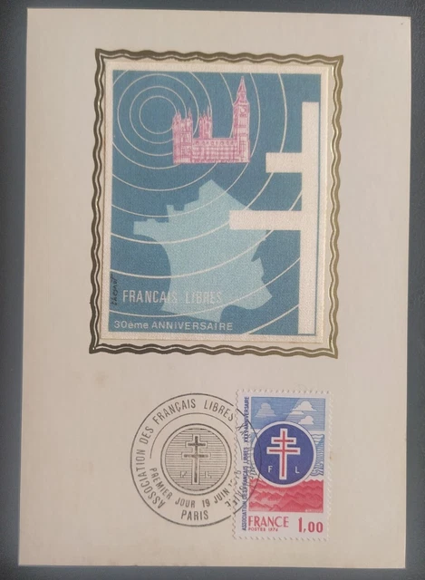 CARTE PREMIER JOUR 1976 Timbre France Libre N° 1885 Oblitéré Paris Fdc Soie EUR 2,50 - PicClick FR