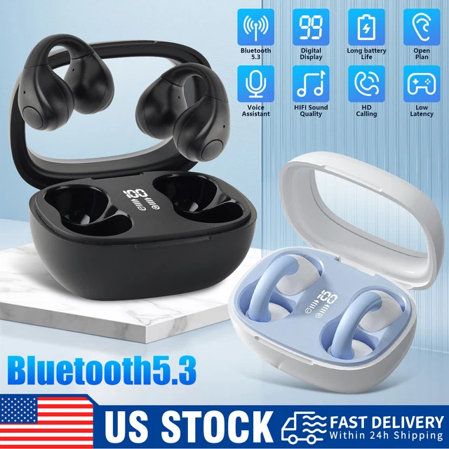 WIRELESS EAR CLIP Bone Conduction Headphones Bluetooth TWS Earbuds ...