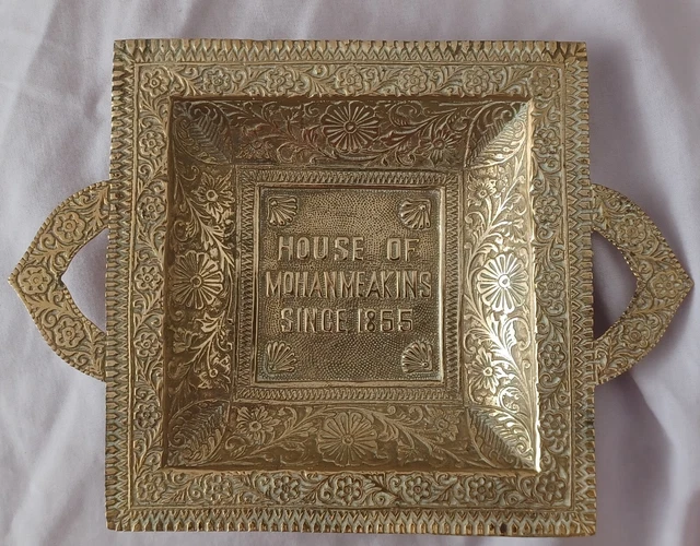 RARE ASIAN DESIGN "House of Mohan Meakin Since 1855" brass pin tray ...