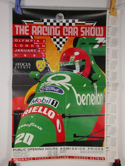 ORIGINAL THE RACING Car Show Olympia Poster/Calendar 4-7 Jan 1990 A2 ...