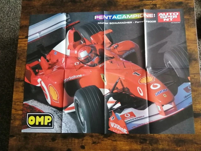 POSTER FERRARI F2002 CAMPIONE DEL MONDO=MICHAEL SCHUMACHER=AUTOSPRINT=cm 70x53 EUR 5,00 ...