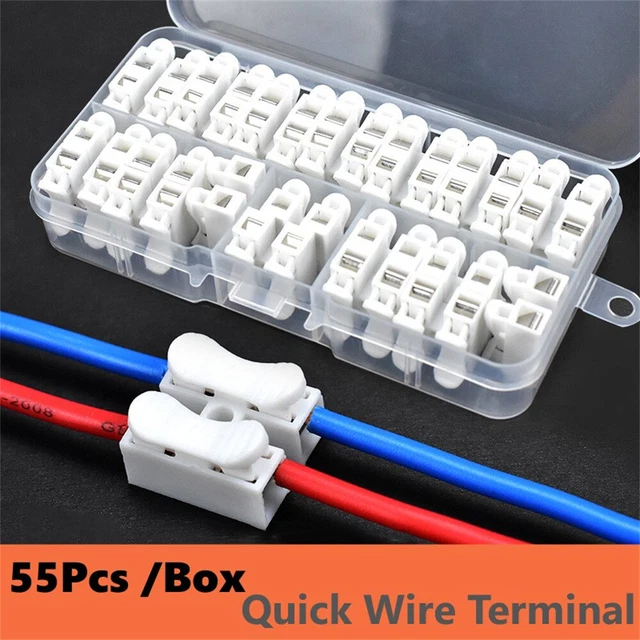 2 PIN PUSH Quick Wire Cable Connector 220V-10A Wiring TerminalS Spring ...