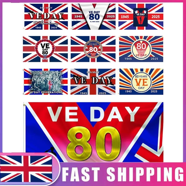 VE DAY 80TH Anniversary Flag 150x90cm 80 Years Victory In Europe Flag ...