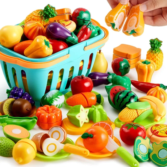 KIDS PRETEND ROLE Play Kitchen Fruit Vegetable Food Toy Cutting Set ...