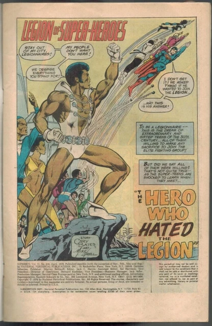 SUPERBOY LEGION OF Super-Heroes 216 1ère apparition Tyroc ! VG/FN 1976 ...