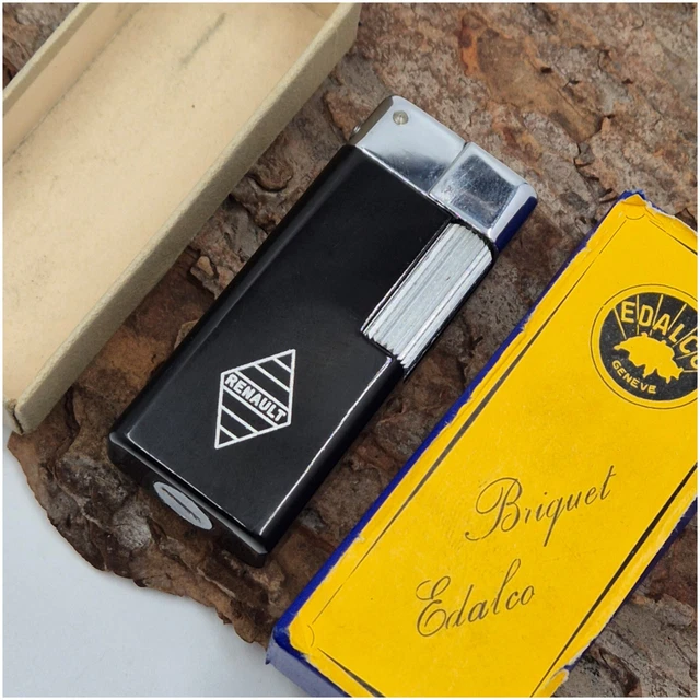 BRIQUET ANCIEN RENAULT EDALCO Breveté black lacquer Petrol Lighter-打火机 ...