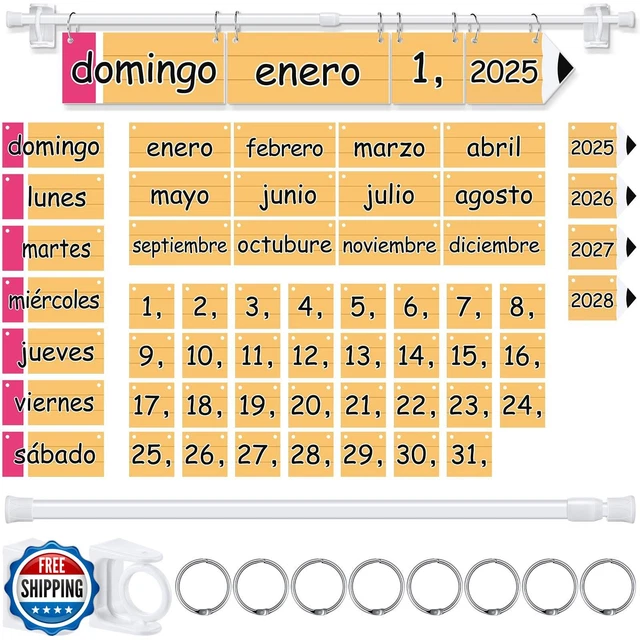 KOSIZ SPANISH CLASSROOM Calendar Calendario Espanol Bulletin Board Set ...