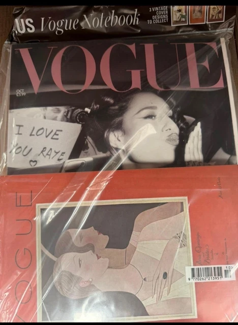 VOGUE UK MAGAZINE Oct 2025 RAYE + Vintage Cover Notebook 2 WORLDWIDE ...
