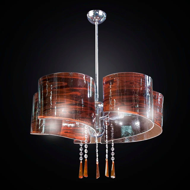 LAMPADARIO MODERNO DESIGN in vetrofusione legno 5 luci BGA 2316-s5 EUR ...