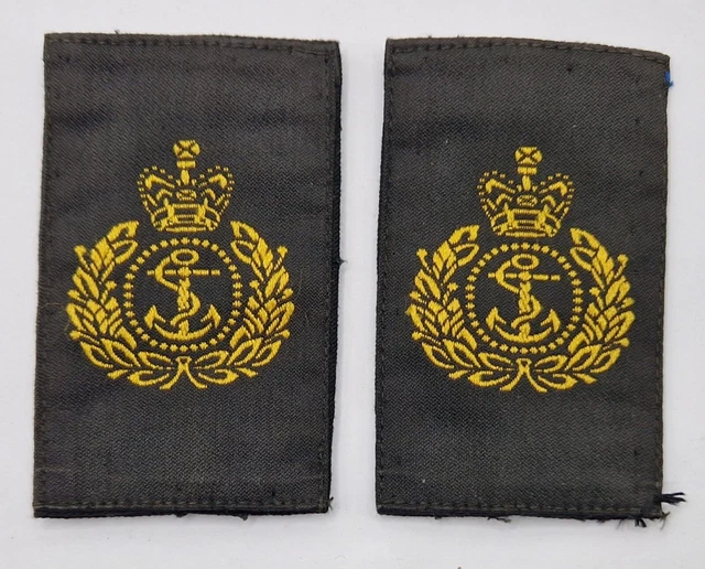 POST WW2 BRITISH Royal Navy Chief Petty Officer Cloth Rank Slides Pair ...