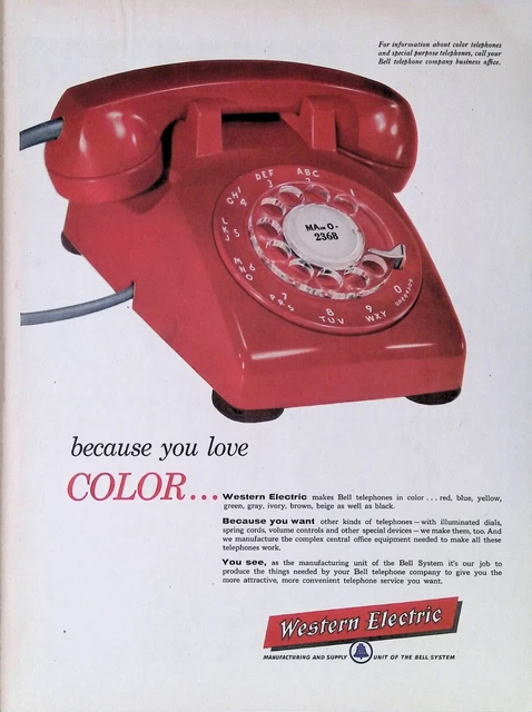 3 PRINT ADS 1950's Western Electric Bell Telephones Red Blue Production ...