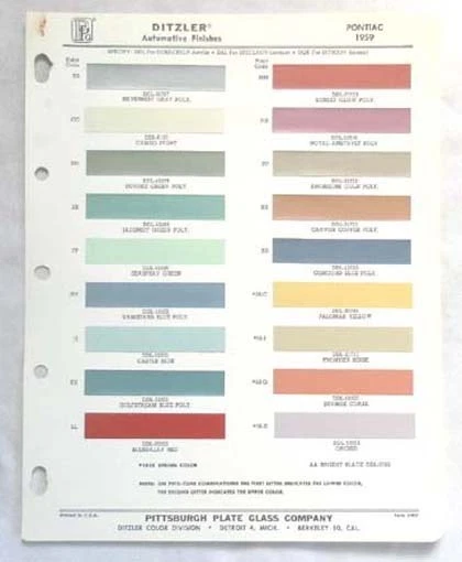 1959 STUDEBAKER PPG Color Paint Chip Chart All Models Original EUR 9,74 ...