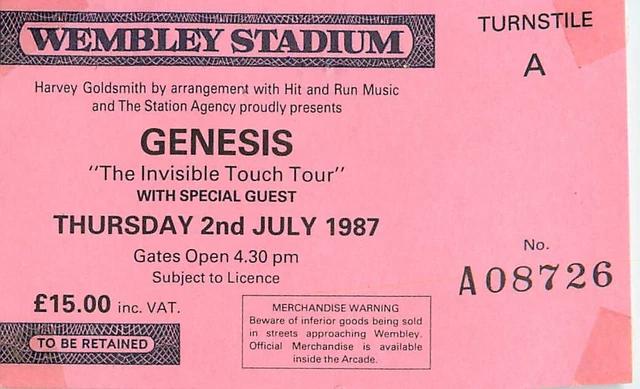 VINTAGE CONCERT TICKET - Genesis - Wembley Stadium - 2 Jul 1987 £45.00 ...