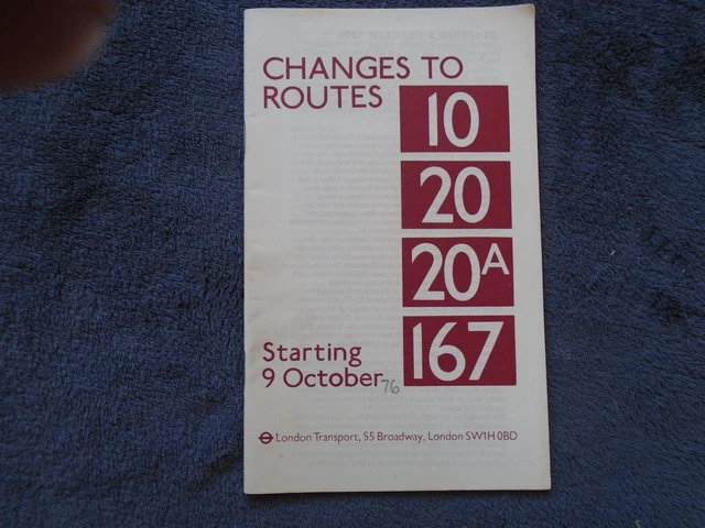 LONDON TRANSPORT LEAFLET for revised East London/Essex routes 9th ...