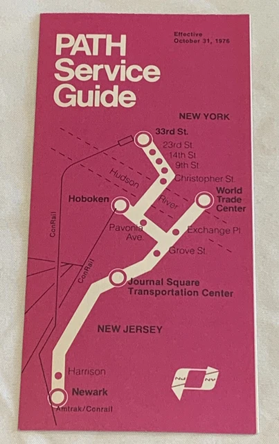 VINTAGE 1976 PATH Railroad Service Guide Timetable New York World Trade ...