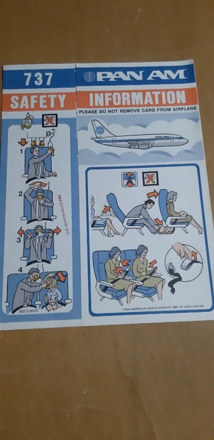 PAN AM AIRWAYS Boeing B737 Safety Card Rare £36.37 - PicClick UK