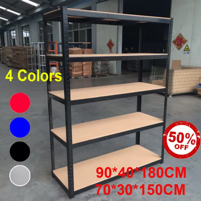 METAL GARAGE RACKING 5 Tier Shelving Unit Boltless Heavy Duty Shelf ...