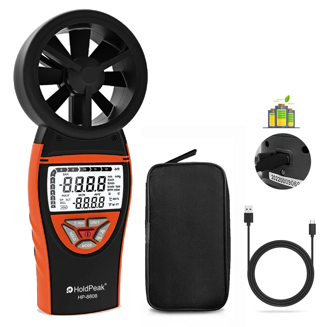 HOLDPEAK DIGITAL WIND Speed Meter Anemometer Air Velocity Gauge ...