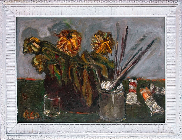 GERHARD ELSNER 1930-2017: Künstlerstilleben im Atelier 1960 Öl 8 ...