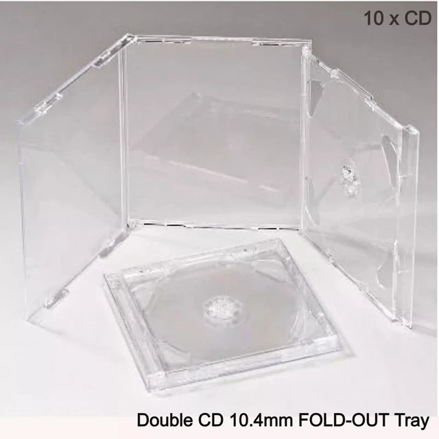 10 DOUBLE CD Jewel Case 10.4mm with Clear FOLD-OUT Tray Empty ...