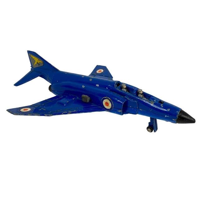 DINKY TOYS PHANTOM F-4K Airplane in Royal Blue #725 with Both Pilots ...