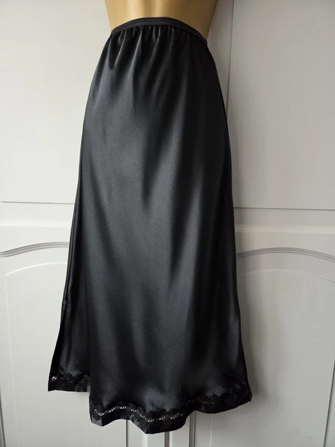 LADIES VTG M&S Black Silky Satin Polyester Half Slip Size 12-14 £5.00 ...