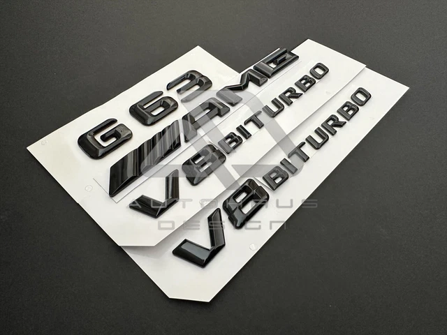 MERCEDES G WAGON G Class Gloss Black G63 AMG V8 Biturbo Badge Emblem ...