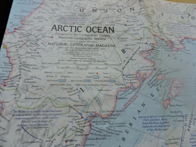 NATIONAL GEORGRAPHIC MAP Of Arctic Ocean/Artic Ocean Floor 2 Sided Map ...