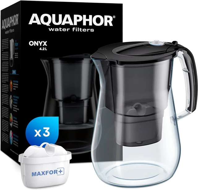 AQUAPHOR ONYX BLACK Water Filter Jug - Counter Top Design with 4.2L ...