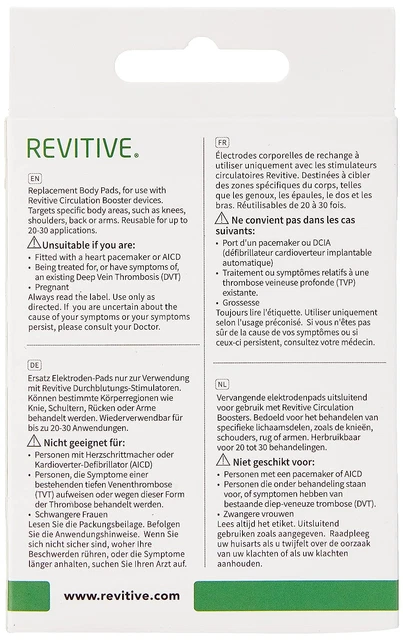 REVITIVE ELECTRODE BODY Pads (Revitive IX, CX & LV) 20-30 Applications ...