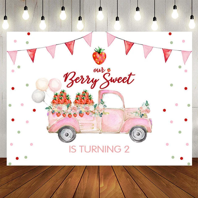 OUR BERRY SWEET Girls Is Turning 2nd Birthday Backdrop $39.77 - PicClick AU