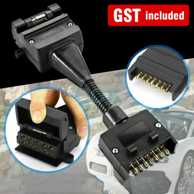 12 PIN FEMALE Socket To 7 Pin Flat Plug Trailer Adaptor Caravan Wiring ...