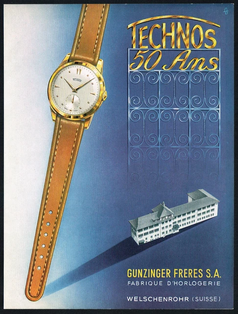 1950S ORIGINAL VINTAGE Gunzinger Freres Technos Watch Factory Art Print ...
