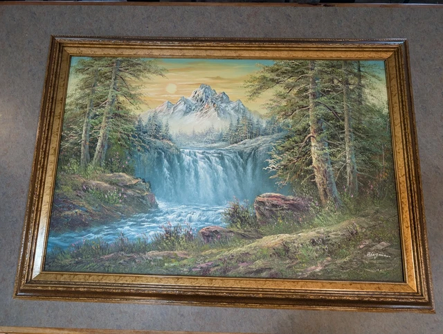 LANDSCAPE OIL PAINTING By Eugene Kingman 24 x 36 Mountain Scene FRAMED ...