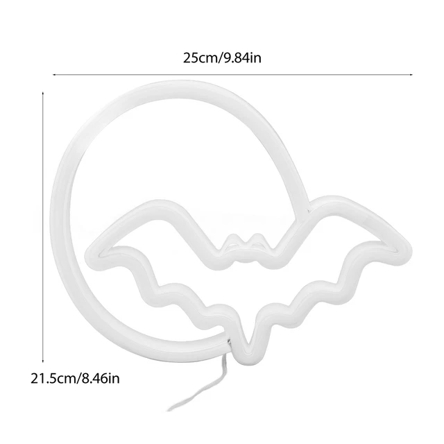 NEON SIGNS MOON And Bat LED Neon Lights USB Battery Powered For Wall ...