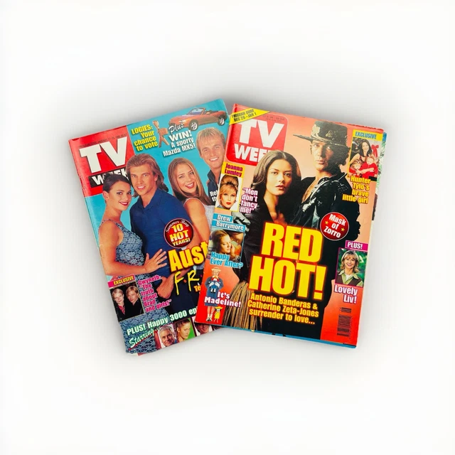 2X VINTAGE TV Week Magazines (Jan/Dec 1998) Mask Of Zorro, Home & Away ...