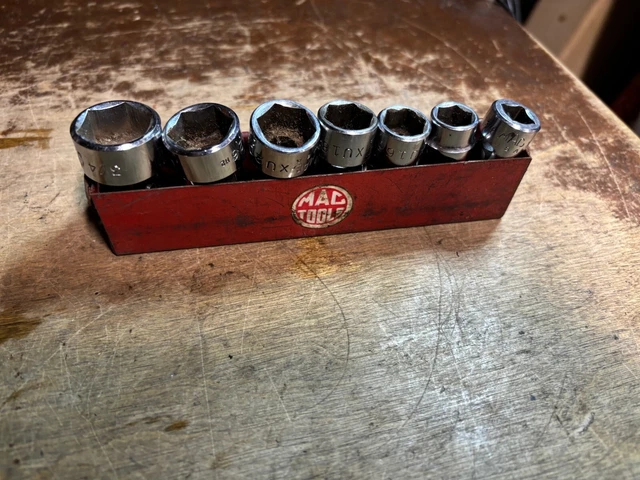 MAC TOOLS USA 7pc SAE Swivel Universal Socket Set Snap Low Profile 3/8 ...