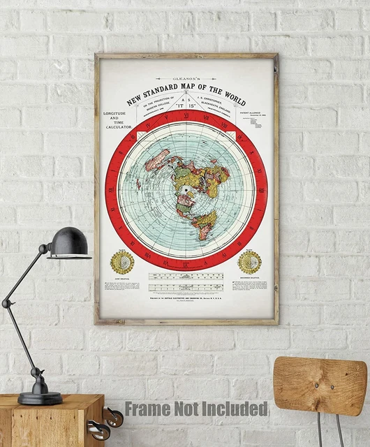 FLAT EARTH MAP Poster Gleason's Standard Map Of The World 1892 Canvas ...
